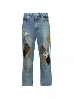 MASU Mb Diamond Argyle-patchwork Distressed Jeans