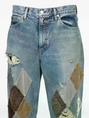 MASU Mb Diamond Argyle-patchwork Distressed Jeans