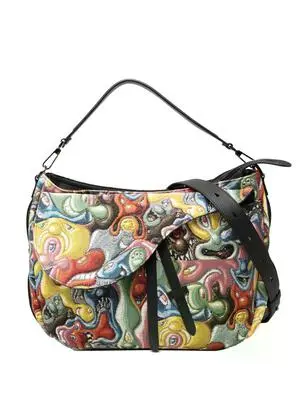 Dior 2021 Kenny Scharf Printed Canvas Soft Saddle Satchel - Yellow