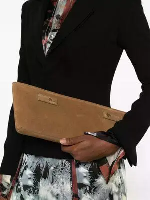 Erika Cavallini Suede Clutch Bag - Brown