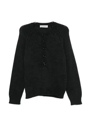 Our Legacy Shore Henley Button-placket Raglan-sleeve Sweater - Black