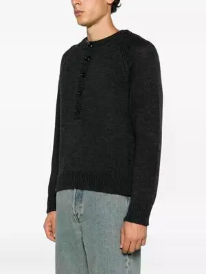 Our Legacy Shore Henley Button-placket Raglan-sleeve Sweater