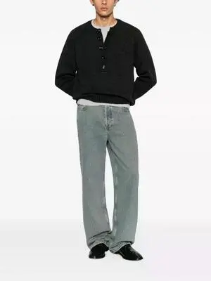 Our Legacy Shore Henley Button-placket Raglan-sleeve Sweater