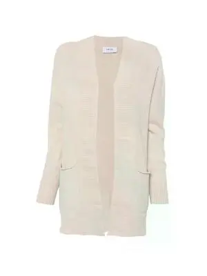 VELA SHOP Ribbed-trim Open-front Cardigan - Neutrals