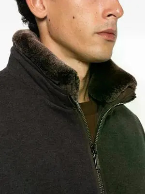 MOORER Shearling-collar Zip-up Jacket