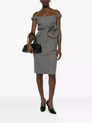 Magda Butrym Off-shoulder Floral-detail Midi Dress - Grey