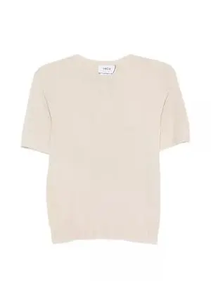 VELA SHOP Short-sleeve Ribbed-trim Sweater - Neutrals