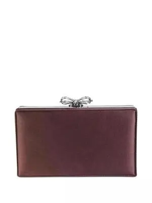 SELF-PORTRAIT Crystal-embellished Bow-clasp Chainmail Clutch Bag - Brown