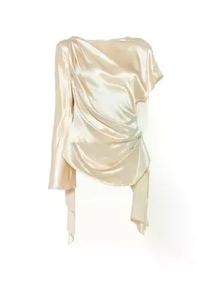 Erika Cavallini Asymmetric Draped Blouse - Neutrals