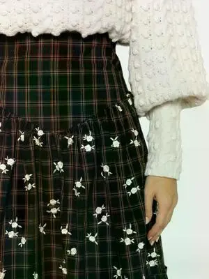 GANNI Check-pattern Ruffled Midi Skirt