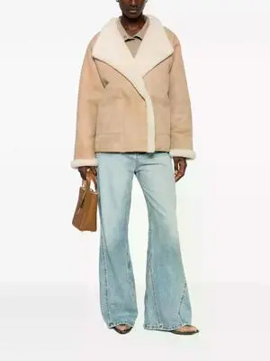 Closed Shearling-trim Double-breasted Jacket - Neutrals