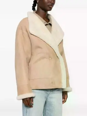 Closed Shearling-trim Double-breasted Jacket - Neutrals