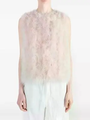 YVES SALOMON Feather-trim Sleeveless Jacket