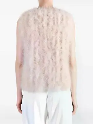 YVES SALOMON Feather-trim Sleeveless Jacket