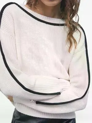 Patrizia Pepe Contrast-trim Zip-detail Sweatshirt