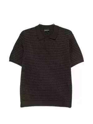Emporio Armani Waffle-knit Short-sleeve Polo Shirt - Grey