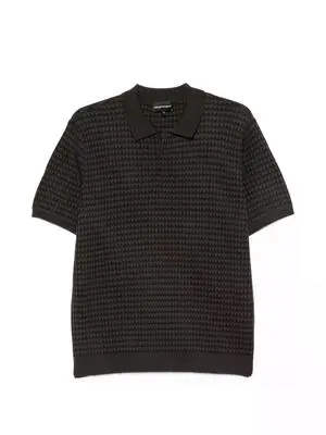 Emporio Armani Waffle-knit Short-sleeve Polo Shirt - Grey