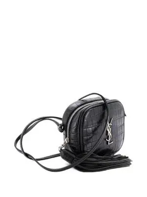 Saint Laurent Classic Monogram Blogger Crocodile Embossed Leather Small Crossbody Bag