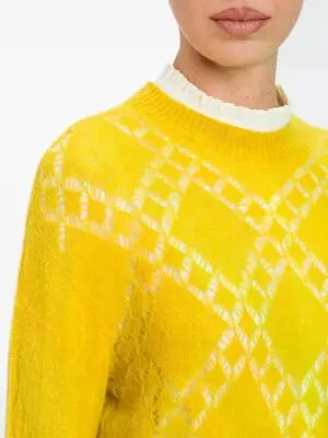 TWINSET Alpaca-blend Diamond-pattern Crew-neck Jumper