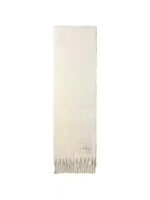 Calvin Klein Logo-patch Fringed Scarf - Neutrals