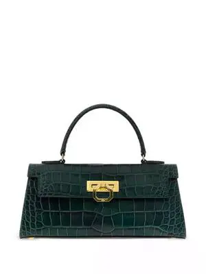 CARBOTTI Masami Croc-effect Leather Tote Bag - Green