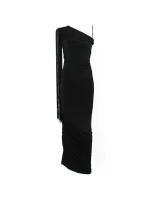 RAME Fringed One-shoulder Maxi Dress - Black