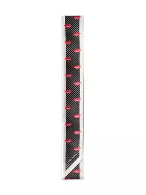 Prada Lips-detail Logo-print Scarf - Black