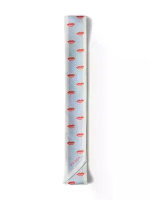 Prada Lips-print Logo-detail Scarf - Blue