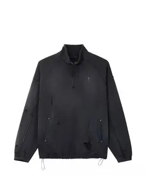 FIVE CM Distressed Quarter-zip Sweater - Black