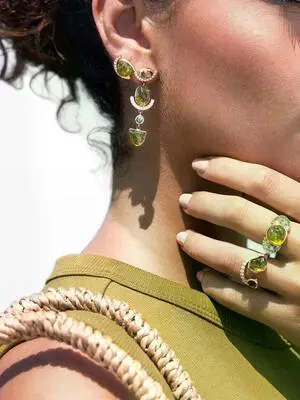 CLARA CHEHAB Peridot And Diamond Stud Earring