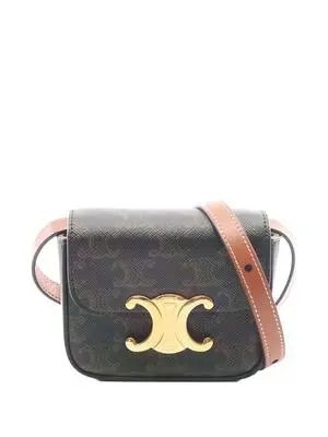 Celine 2000-2026 Mini Triomphe Coated Canvas Claude Crossbody Bag - Brown