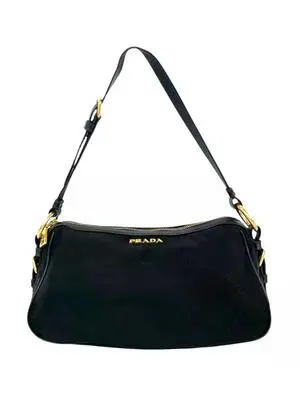 Prada 2000-2013 Canapa Logo Shoulder Bag - Black