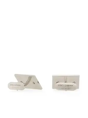 Dolce & Gabbana Logo-engraved Rectangle-shape Cufflinks - Silver