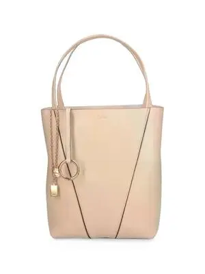 Chloé Spin Logo-print Calf Leather Tote Bag - Pink