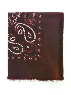 Destin Jil Quapo Paisley-print Frayed Scarf - Red