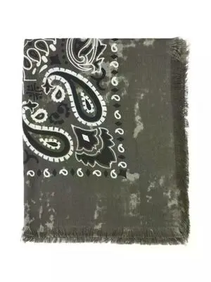 Destin Paisley-print Frayed Scarf - Grey