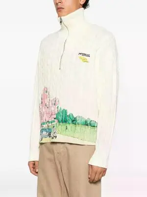 HOUSE OF ERRORS Cable-knit Graphic-print Sweater