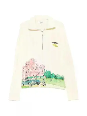 HOUSE OF ERRORS Cable-knit Graphic-print Sweater - Neutrals