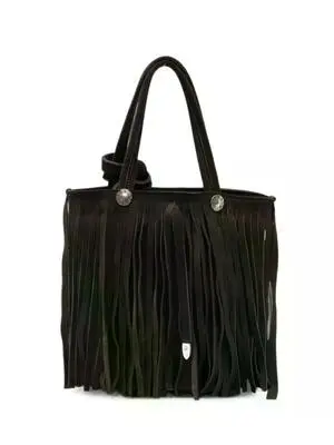 ALBERTO LUTI Frange Suede Bucket Bag - Brown