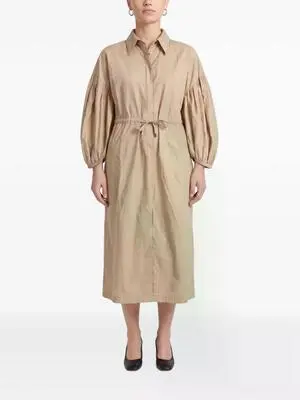 Brunello Cucinelli Midi Gathered-sleeve Shirt Dress