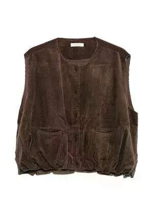 JCSOPHIE Peace Corduroy Button-up Gilet - Brown