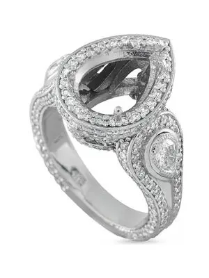 LB EXCLUSIVE Diamond Pear Halo Ring - Silver