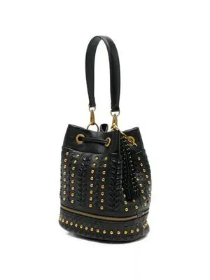 LA CARRIE Stud-embellished Leather Bucket Bag