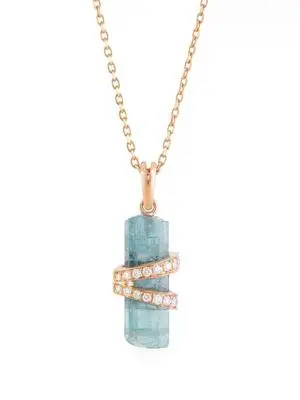CLARA CHEHAB Medium Elemental Aquamarine And Diamond Pendant Necklace - Gold