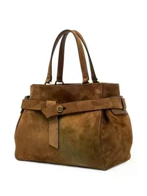 GIANNI CHIARINI Medium Miranda Belted Suede Tote Bag
