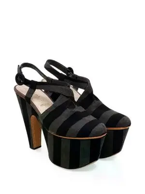 Prada Striped Platform Sandals