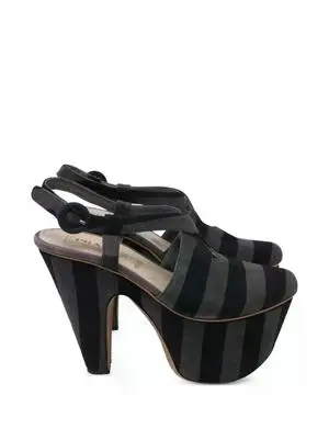 Prada Striped Platform Sandals
