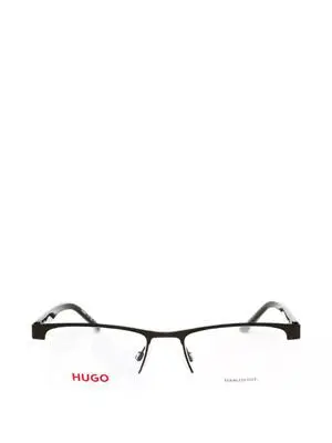 Hugo Rectangle-frame Half-rim Glasses - Black