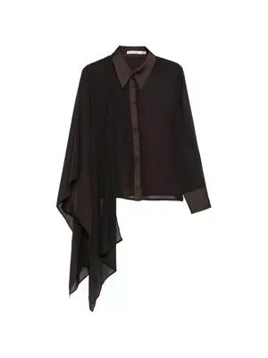 GESTUZ Gzlynne Asymmetric Draped Blouse - Brown