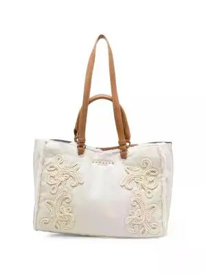 ERMANNO FIRENZE Small Barbara Floral-embroidery Tote Bag - Neutrals